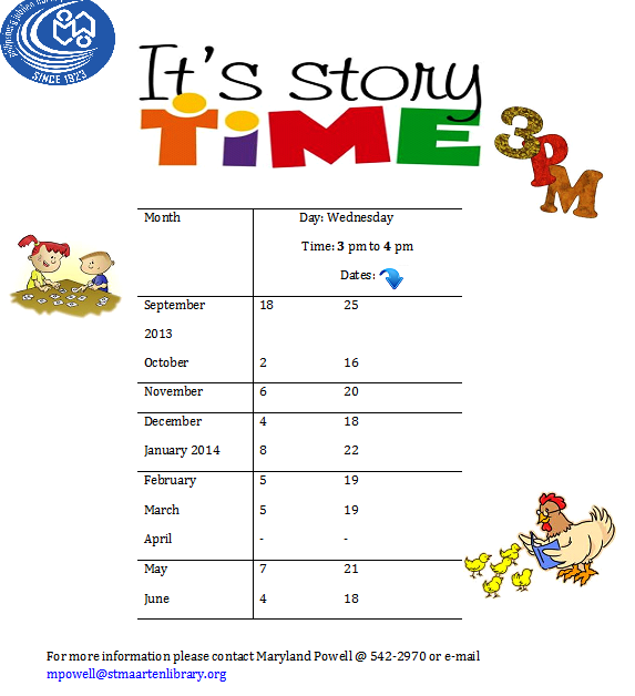 Story hour at the library on Wednesday | Sint Maarten Library