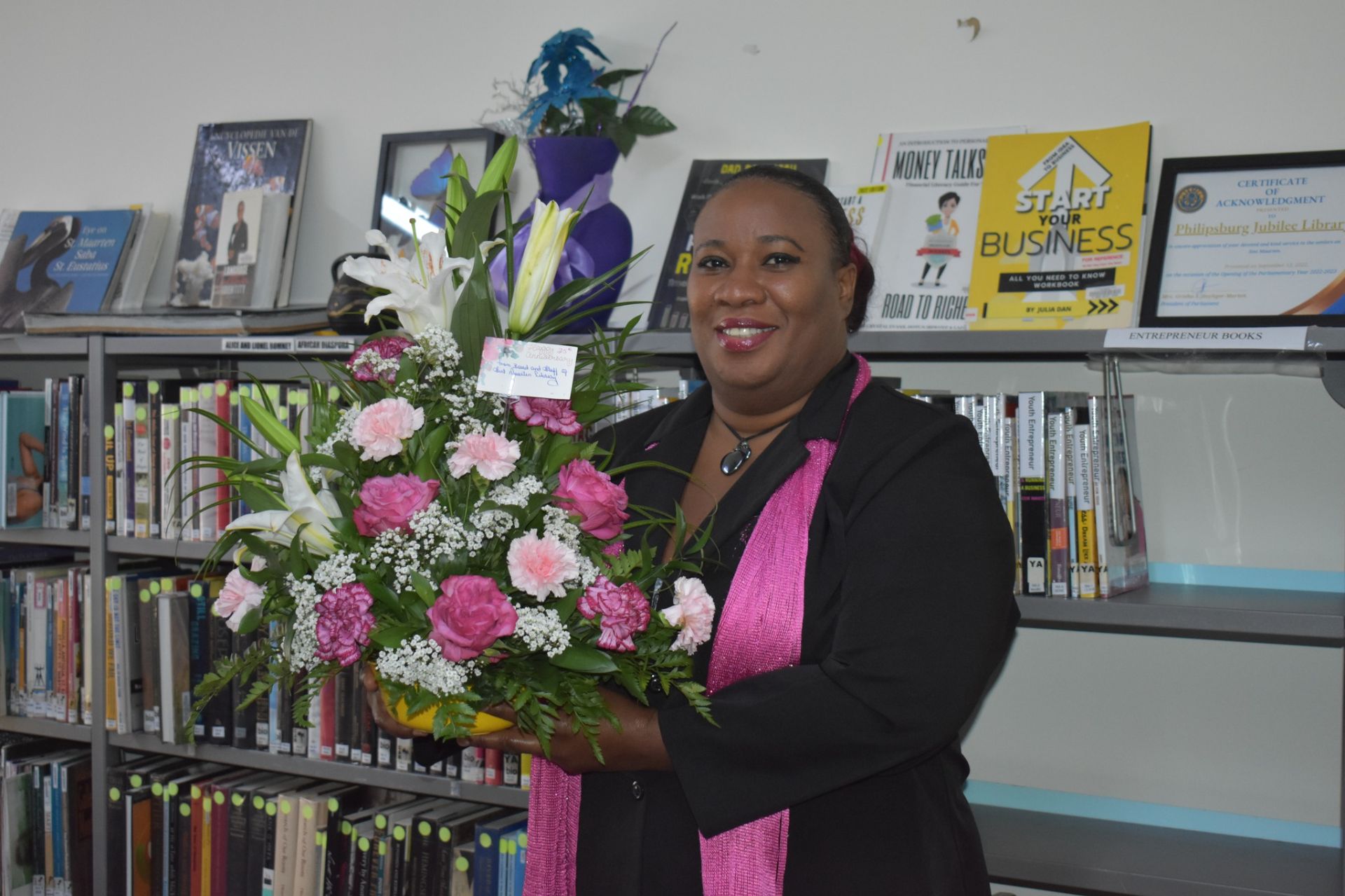 Mariland Powell celebrates 25 years of service | Sint Maarten Library