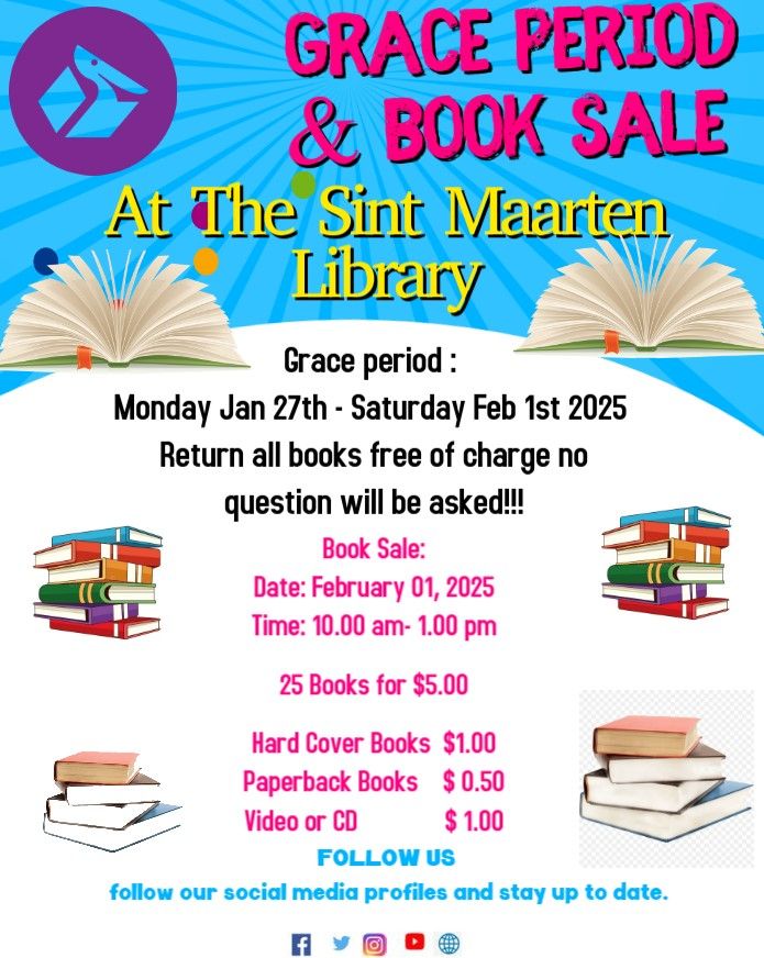Grace period and Book sale | Sint Maarten Library